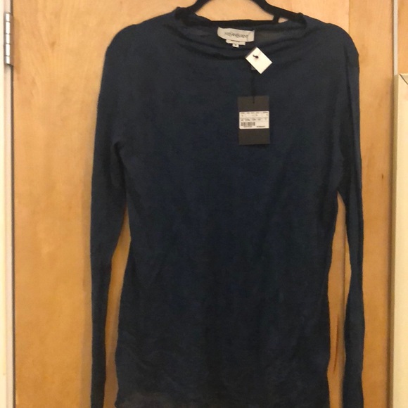 Yves Saint Laurent | Tops | Ysl Brand New With Tags Blue Long Sleeve ...